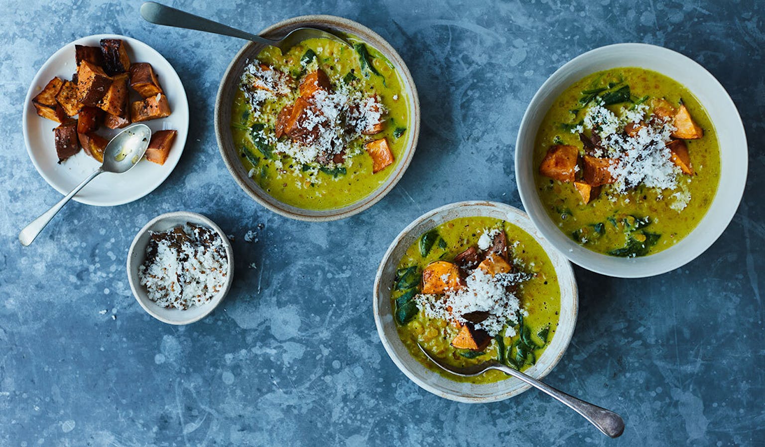 Dhal with crispy sweet potato and quick coconut chutney | Recipes ...