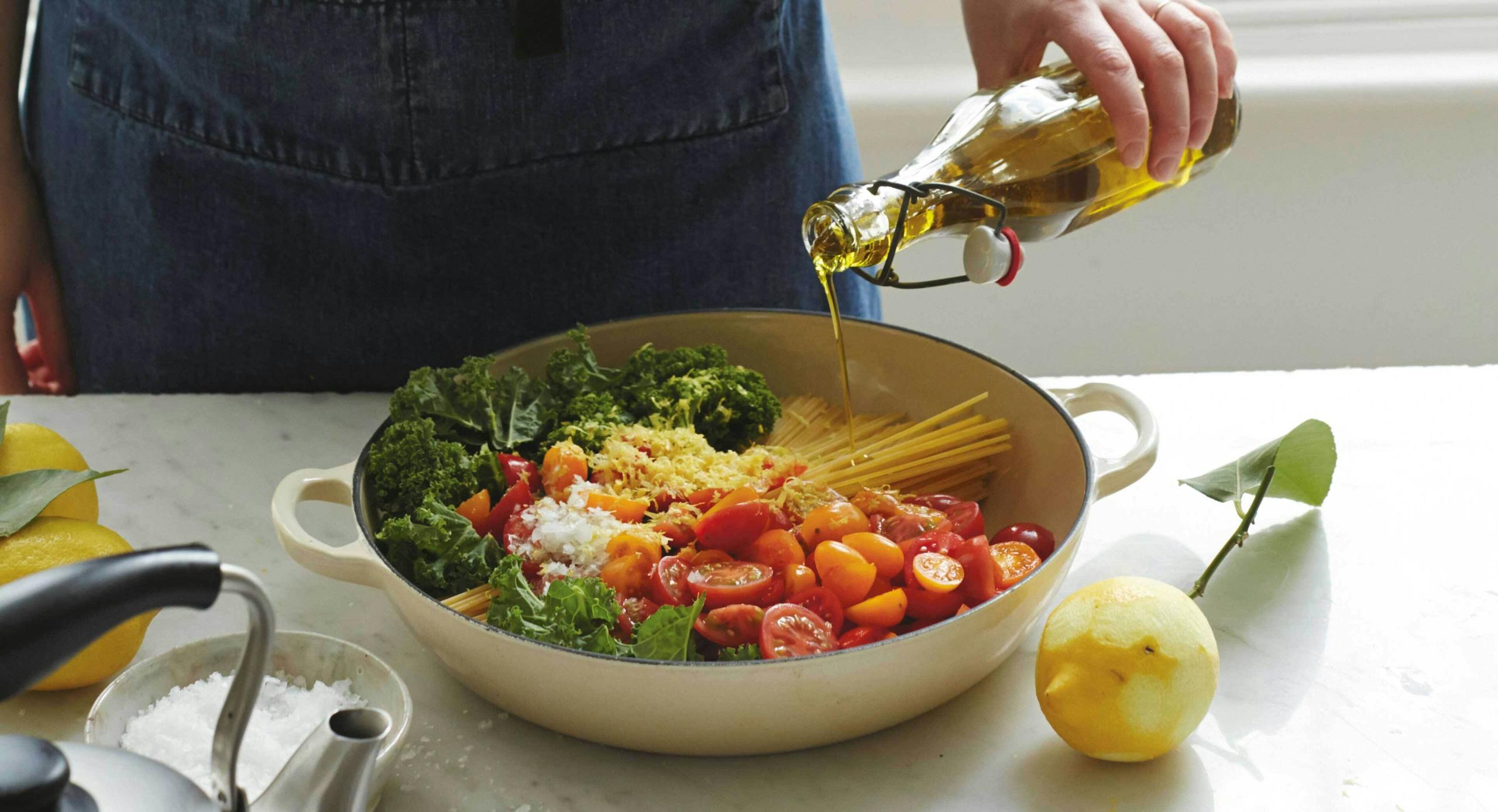 Kale, tomato and lemon zest one-pot spaghetti | Recipes | Anna Jones