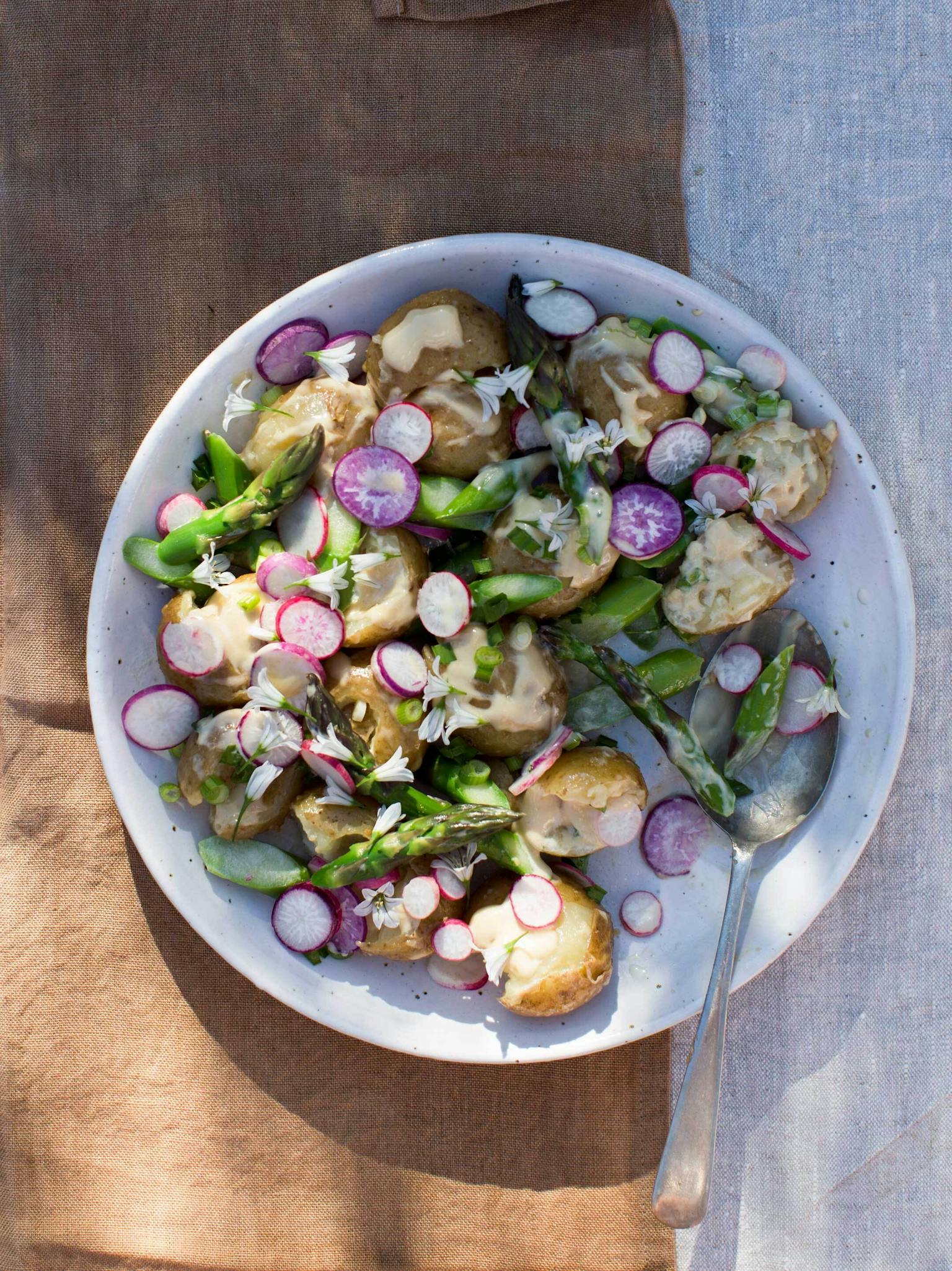Warm new potato salad with white miso – Recipes – Anna Jones